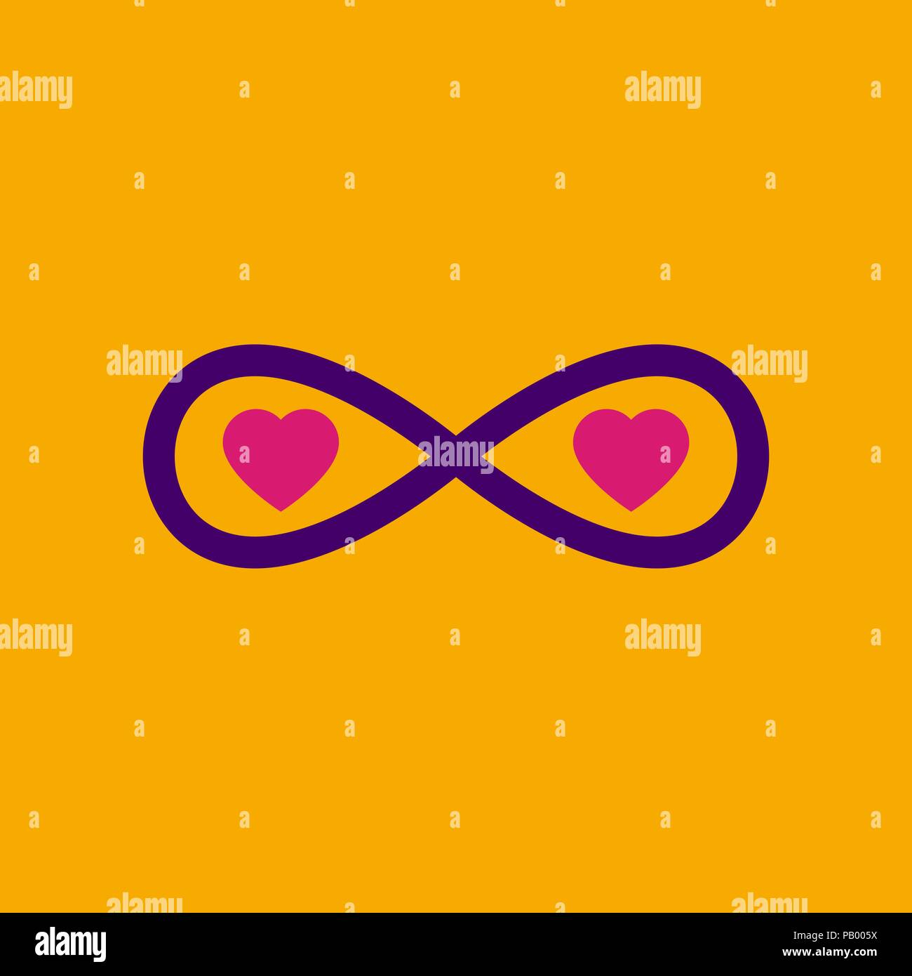 Eternal love, two hearts in sign of infinity. Vector illustration Stock ...