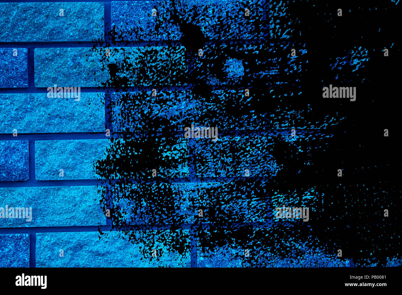 Grunge Ultra blue Brick texture of old vintage building, design concept ...