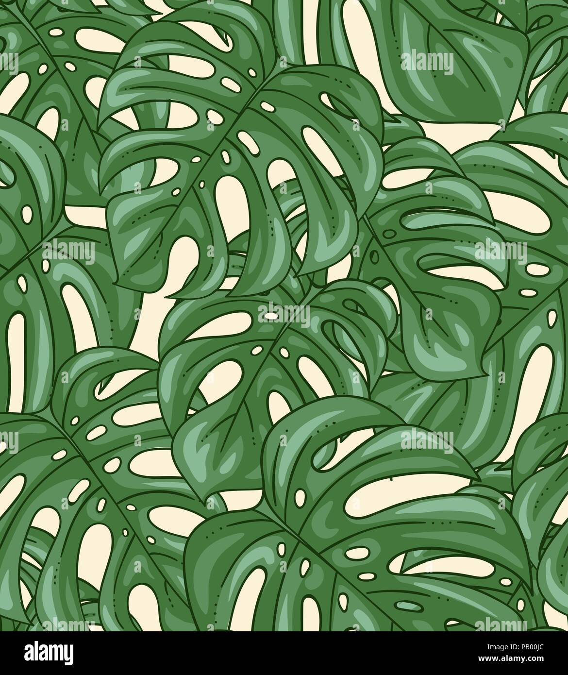 Monstera plant exotic colorful seamless pattern with botanical leaves ...
