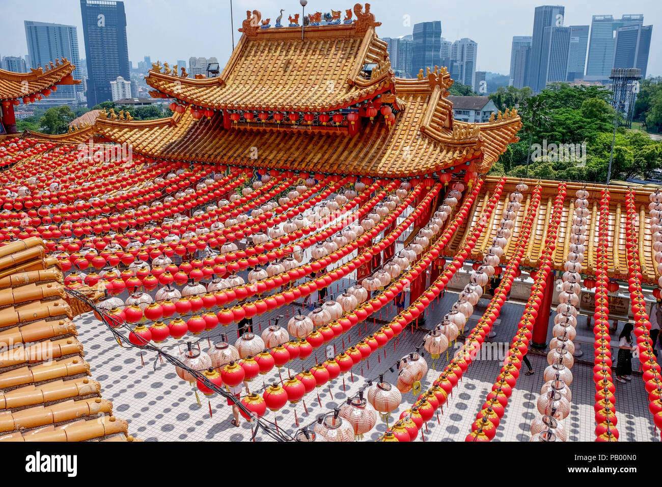 bright red lines of chinese lanterns and he Bright colours of The Thean ...