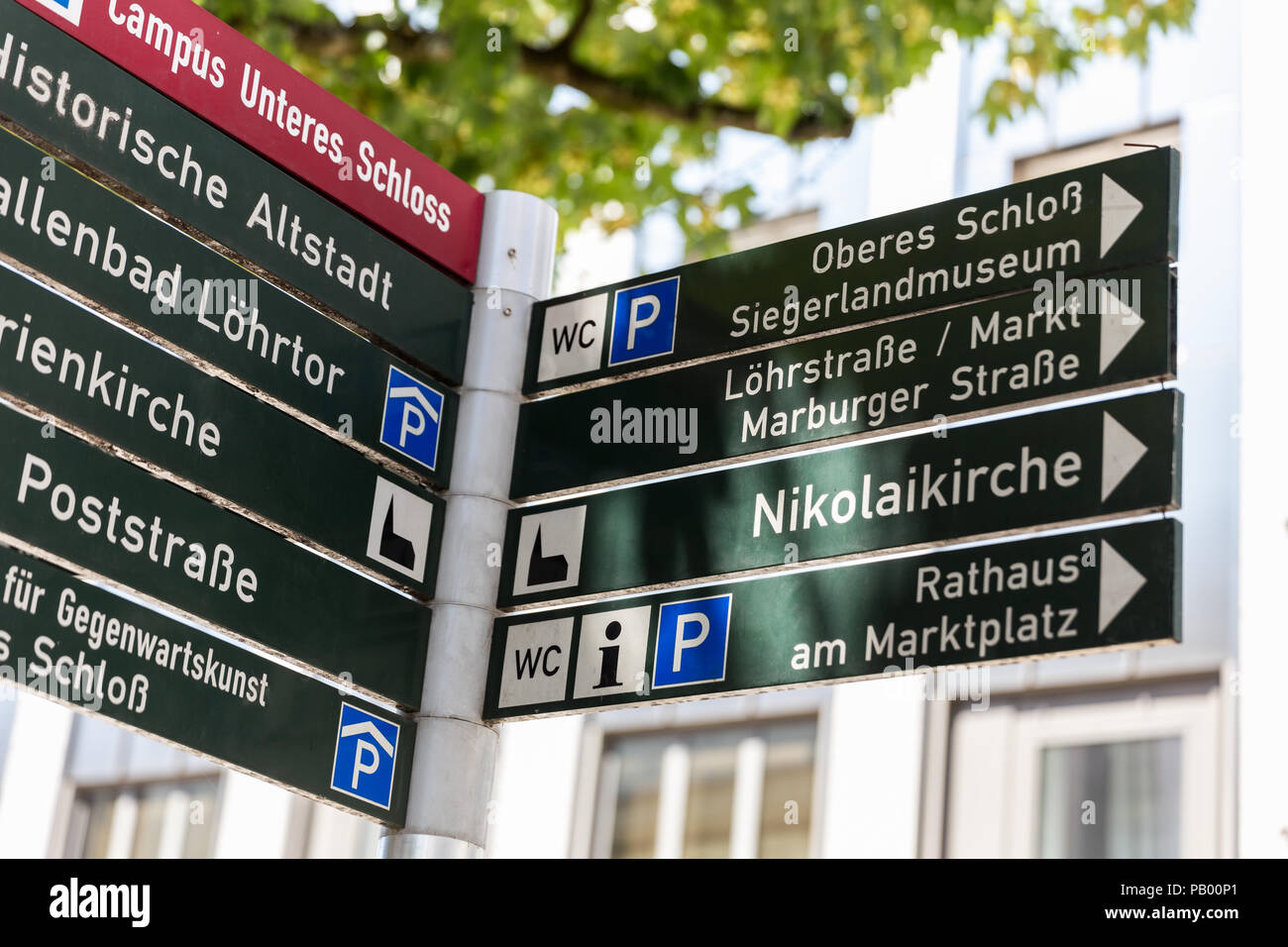 siegen town signs germany Stock Photo - Alamy