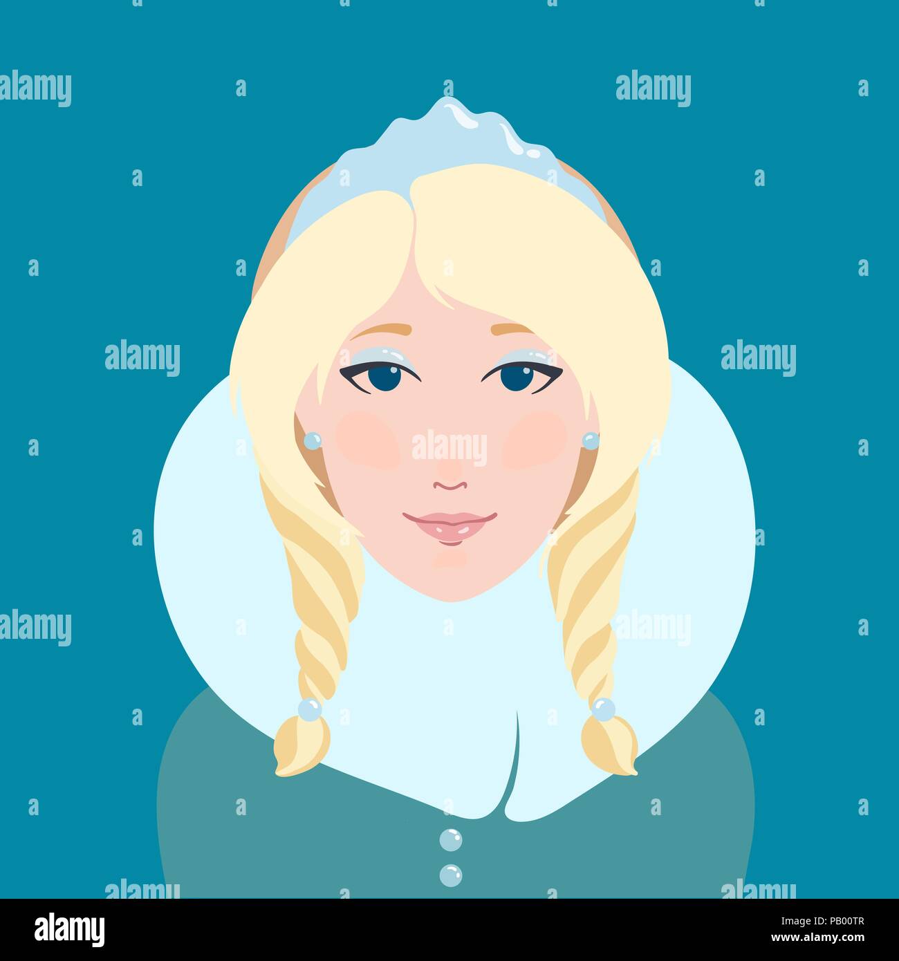 Snow maiden Snegurochka in kokoshnik ice crown and blue fur coat ...