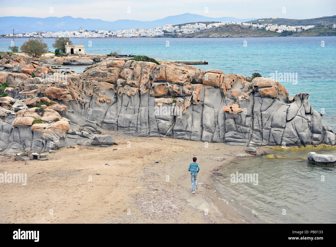 Little traveller at cliffs of Kolymbithres beach, Paros island, Greece ...