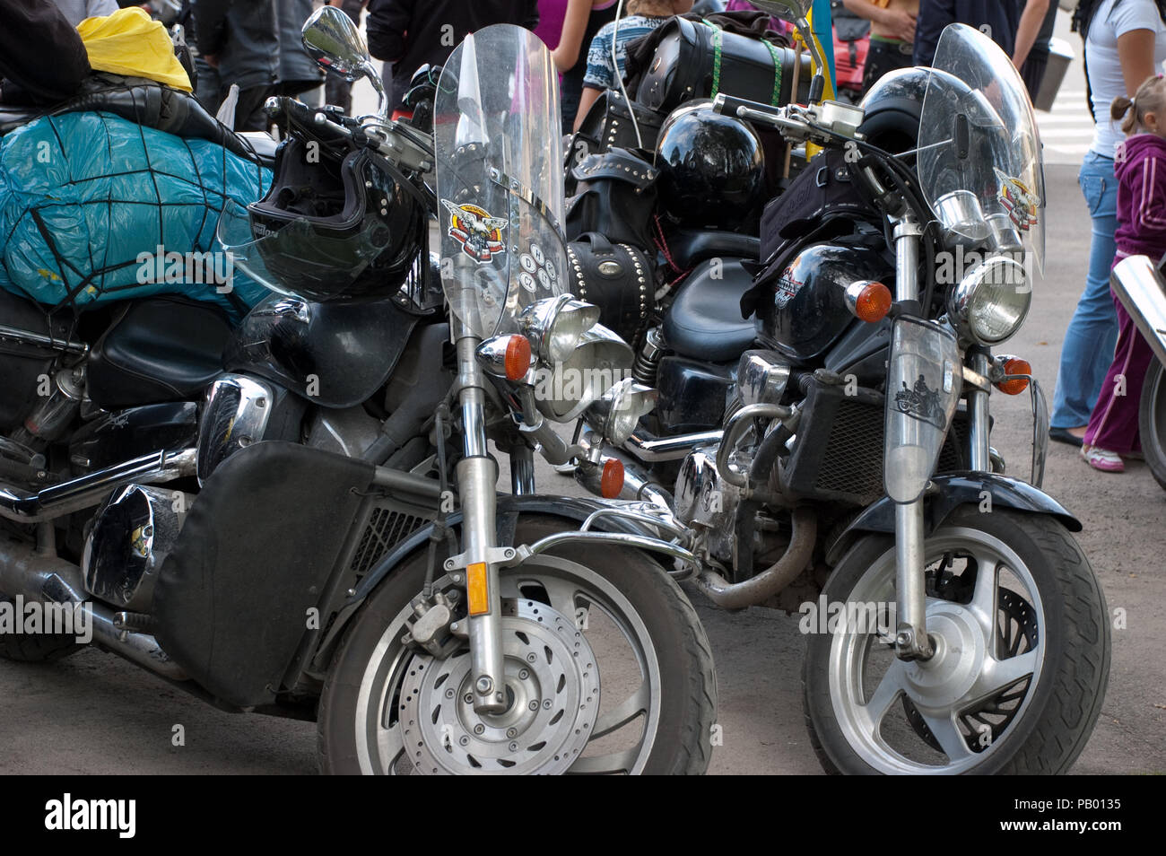 two chopper motorbikes Stock Photo - Alamy