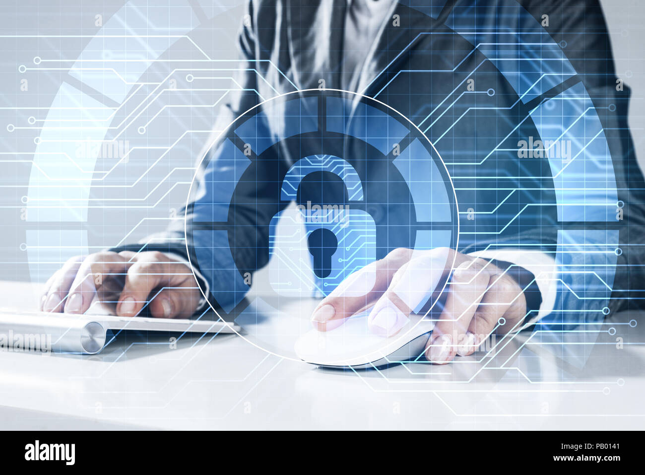 Internet security concept with woman typing password on keyboard Stock ...