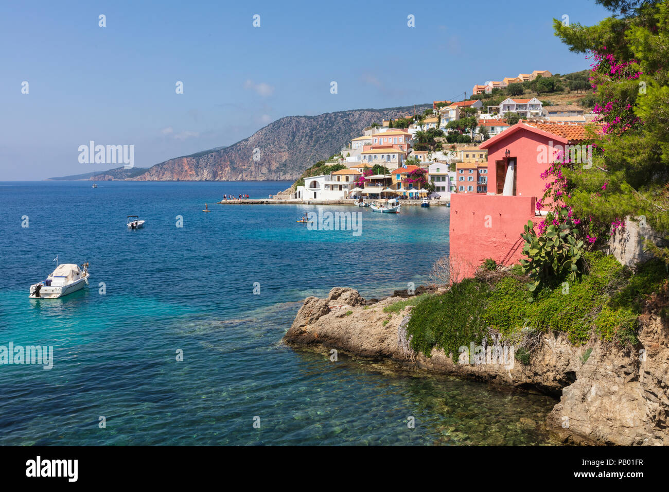 Small Greek town with nice bay Stock Photo - Alamy