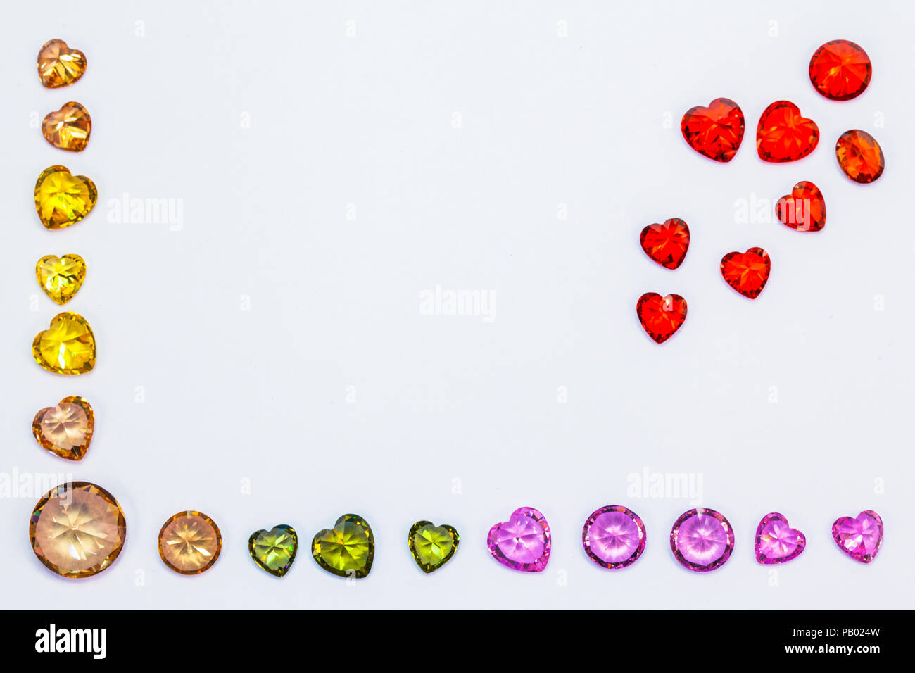 red ruby and amethyst diamonds in top coner of white flame with copy ...