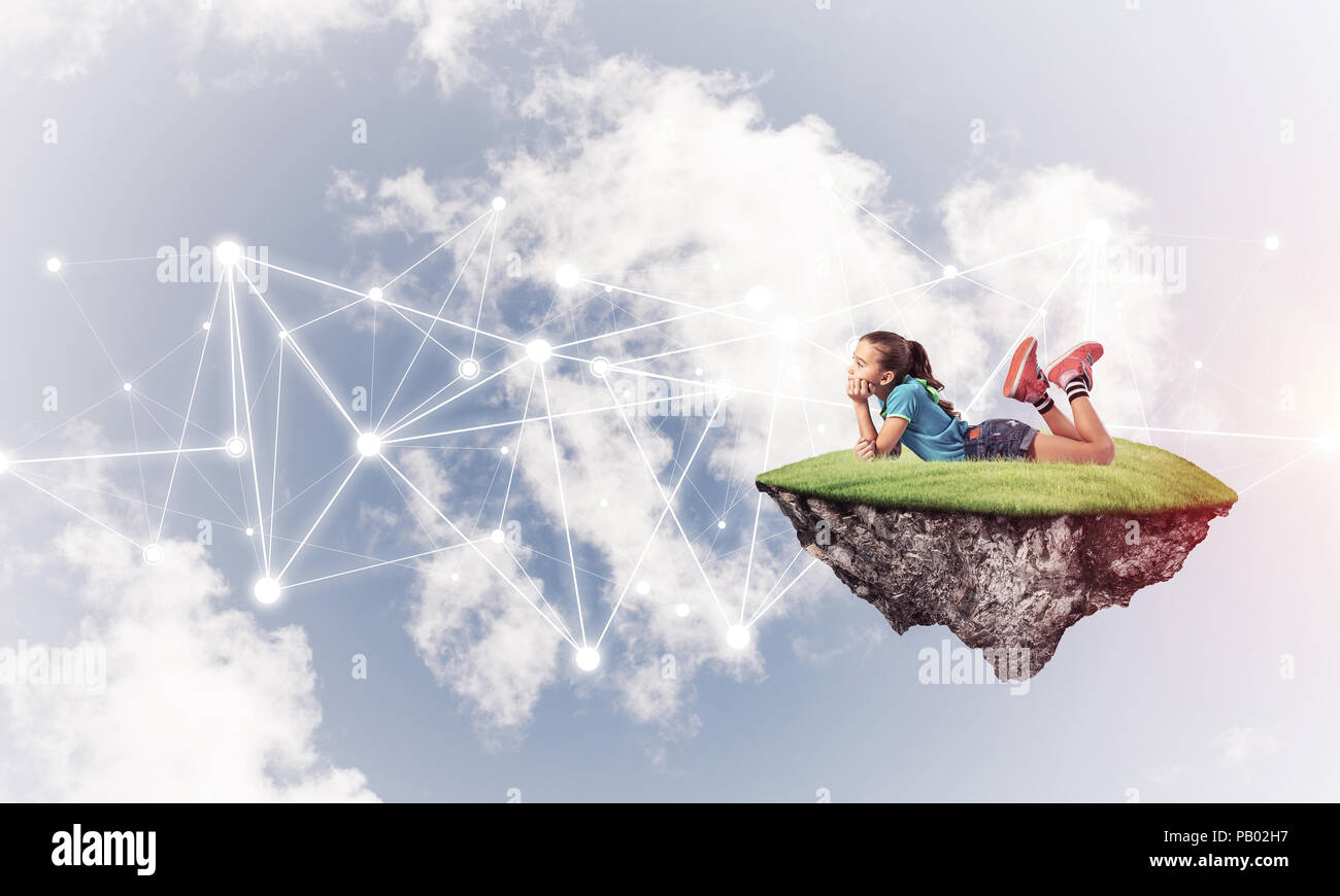 Idea of children Internet communication or online playing and pa Stock ...