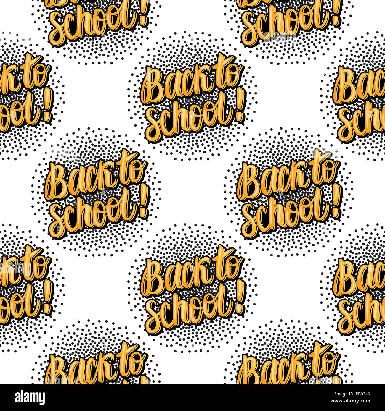 Vector Back to school hand lettering inscription. Seamless pattern ...