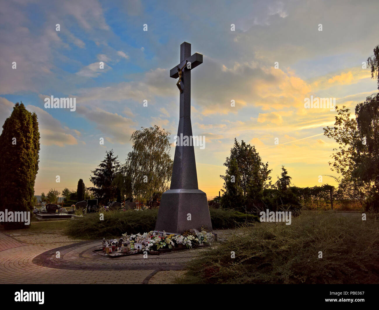 Christian cemetery with graves and spaces for cremation Stock Photo - Alamy