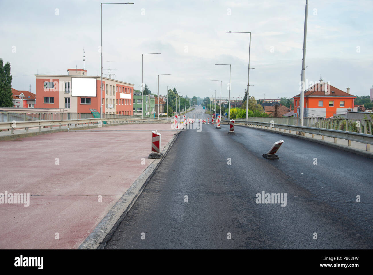 City overpass reconstruction with traffic regulation Stock Photo - Alamy