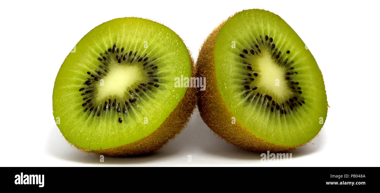 colorful kiwi fruit sliced and isolated on white background Stock Photo ...
