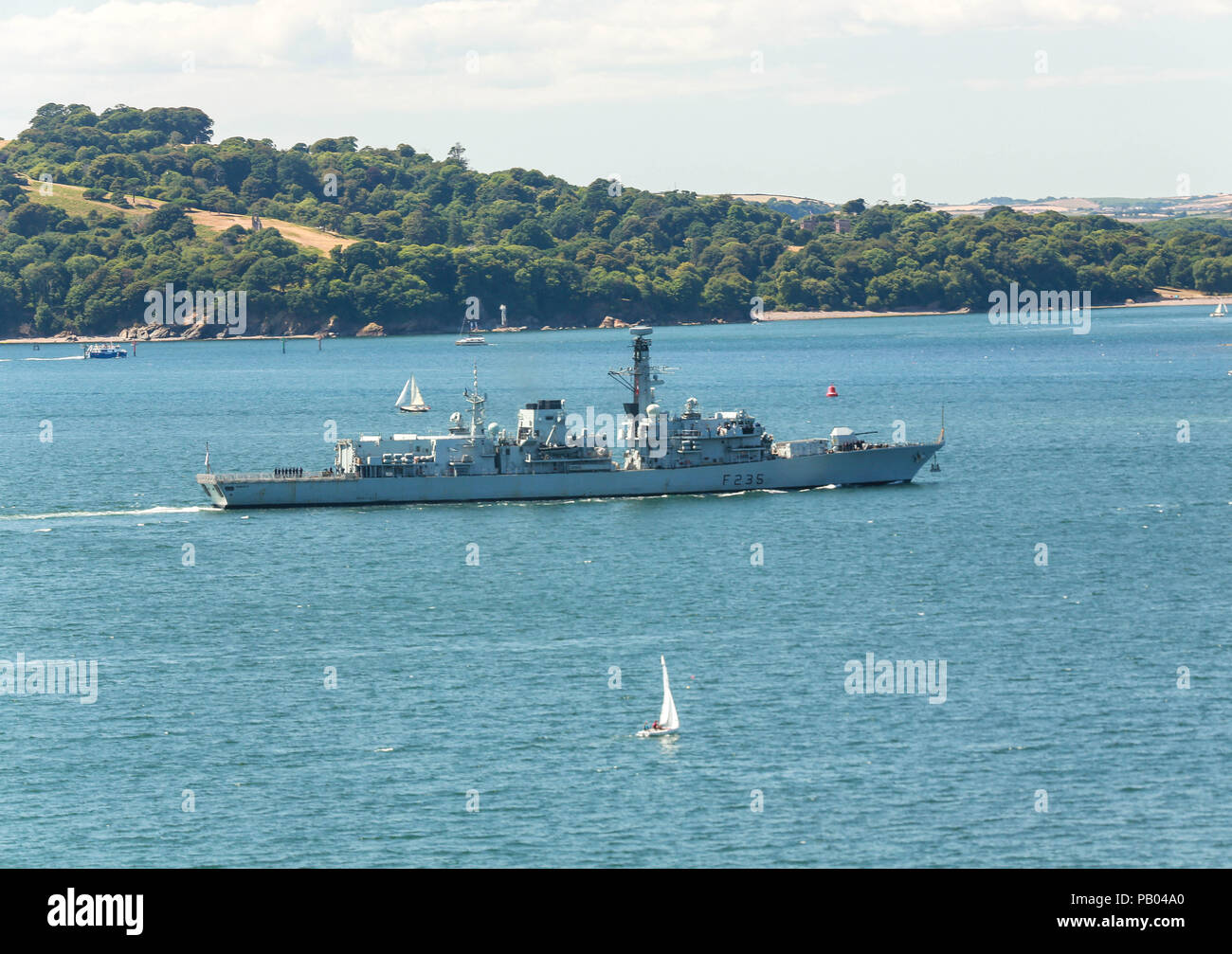Royal Navy Frigate warship entering Devonport Dockyard Plymouth UK ...