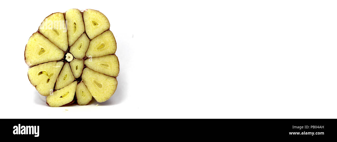 halved garlic from middle east sliced slice isolated and close up on ...