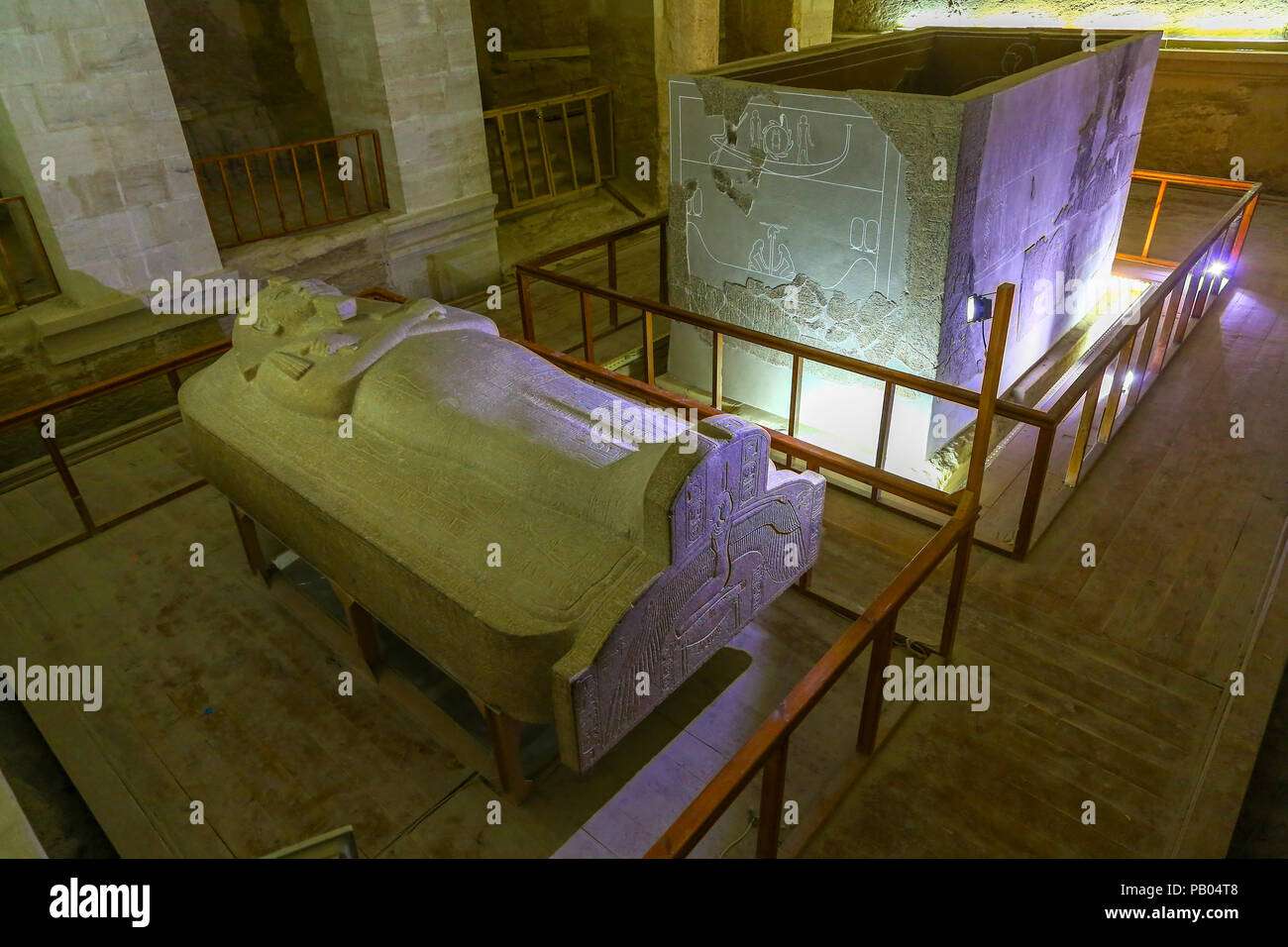 The sarcophagus lid inside the tomb of Merneptah or Merenptah (KV8) in ...