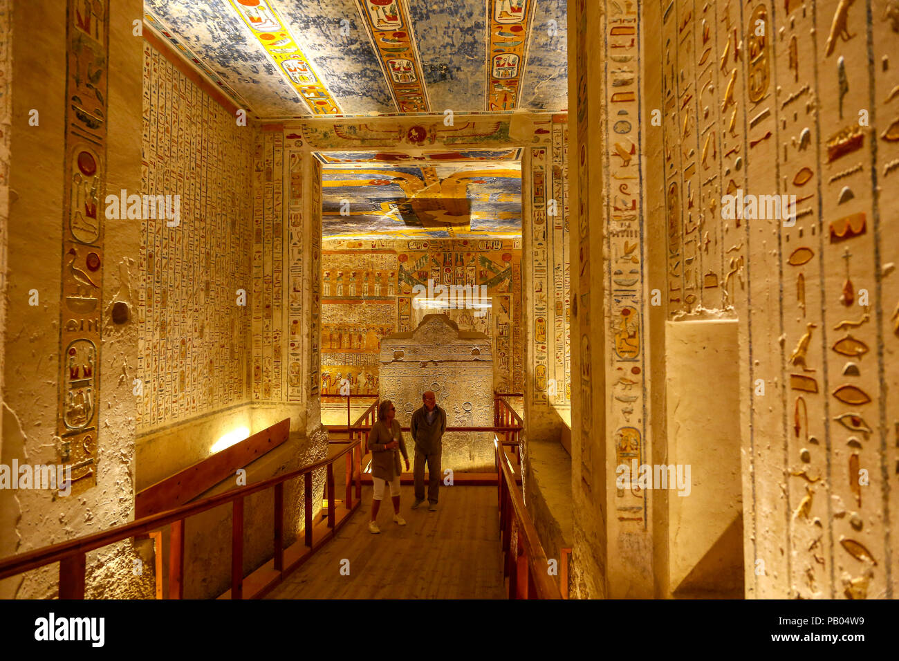 Hieroglyphics inside the tomb of Ramses iv or Ramesses iv (KV2) in the ...