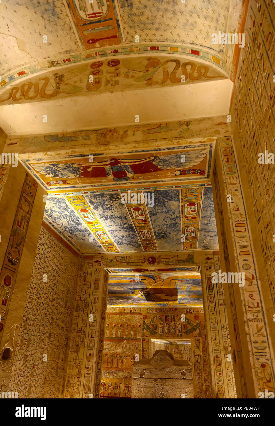 Inside the tomb of Ramses iv or Ramesses iv (KV2) in the Valley of the ...