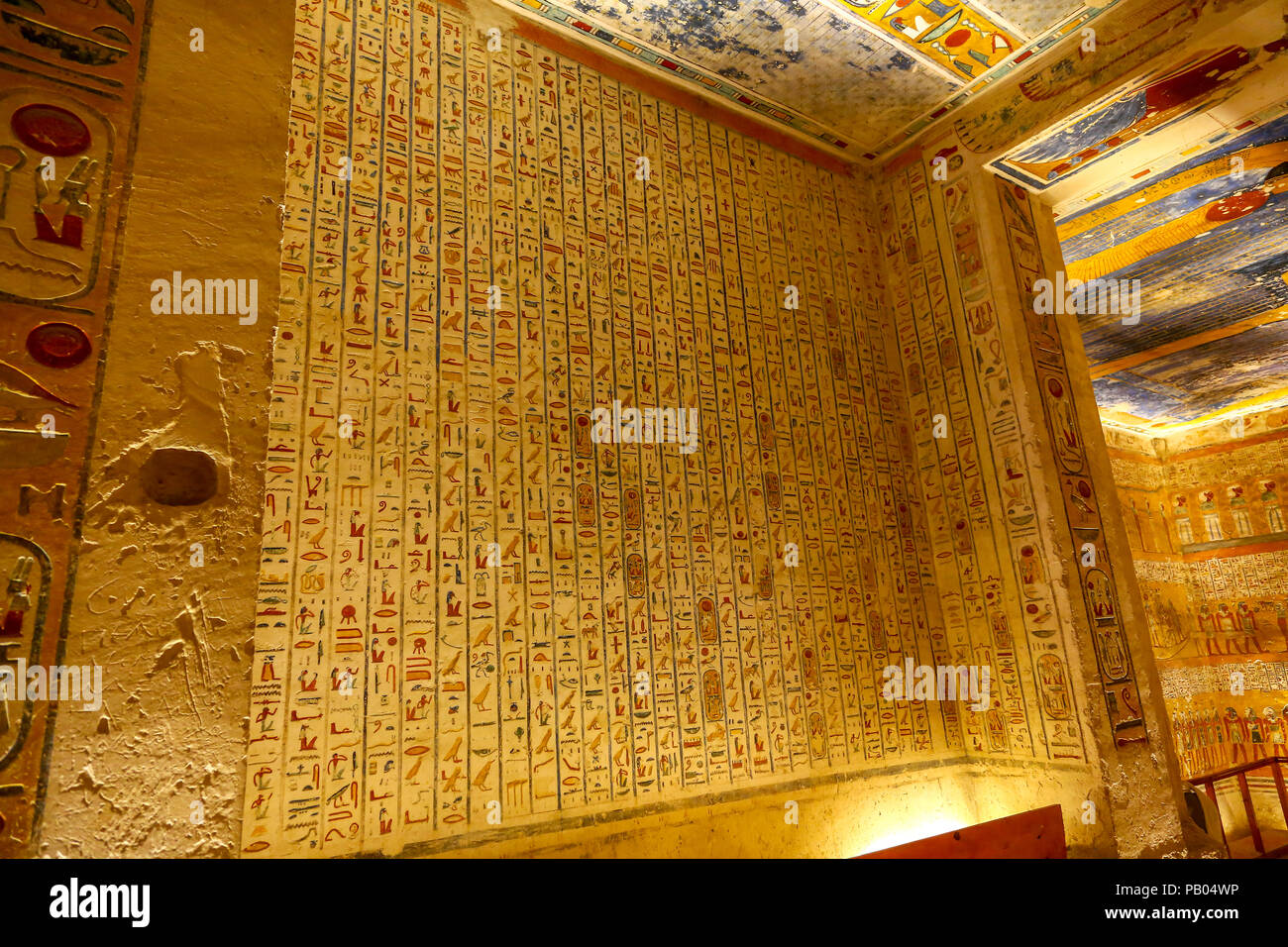 Hieroglyphics inside the tomb of Ramses iv or Ramesses iv (KV2) in the ...