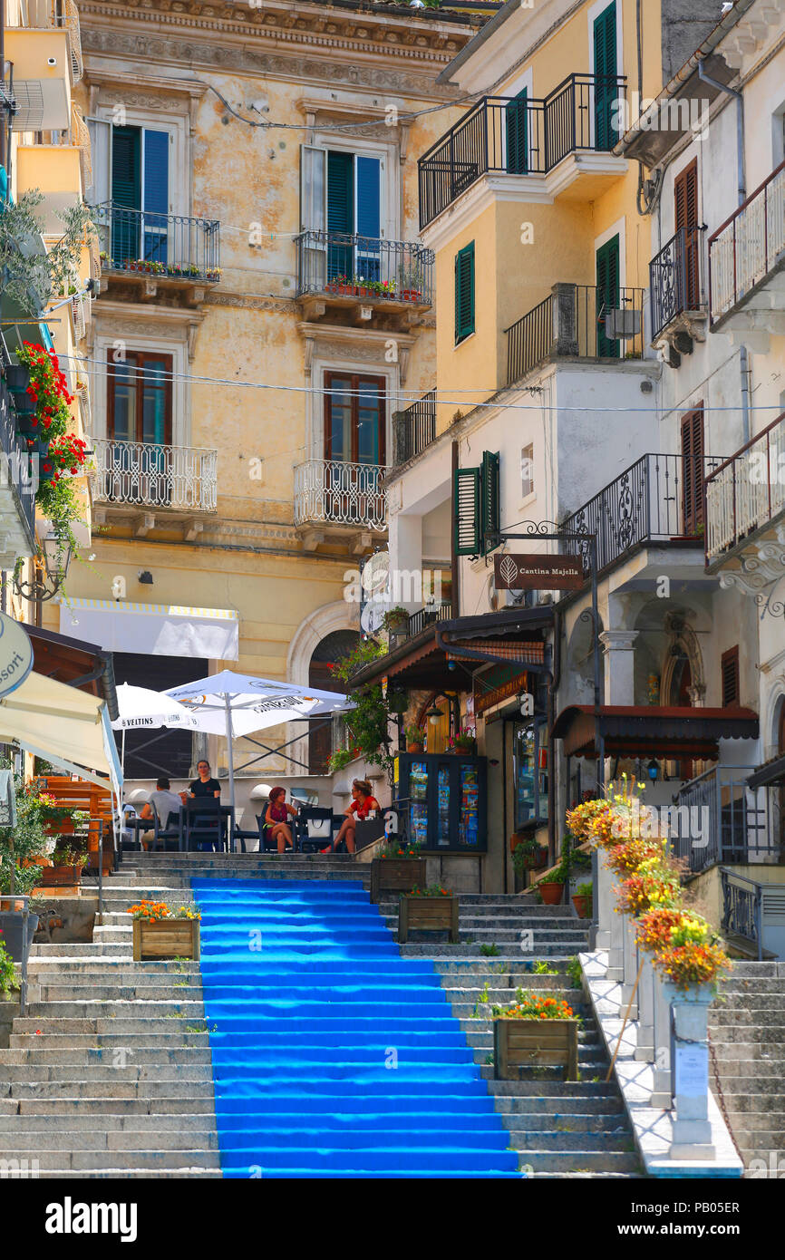 Looking up Via Duca degli Abruzzi in Caramanico Terme, Italy Stock ...