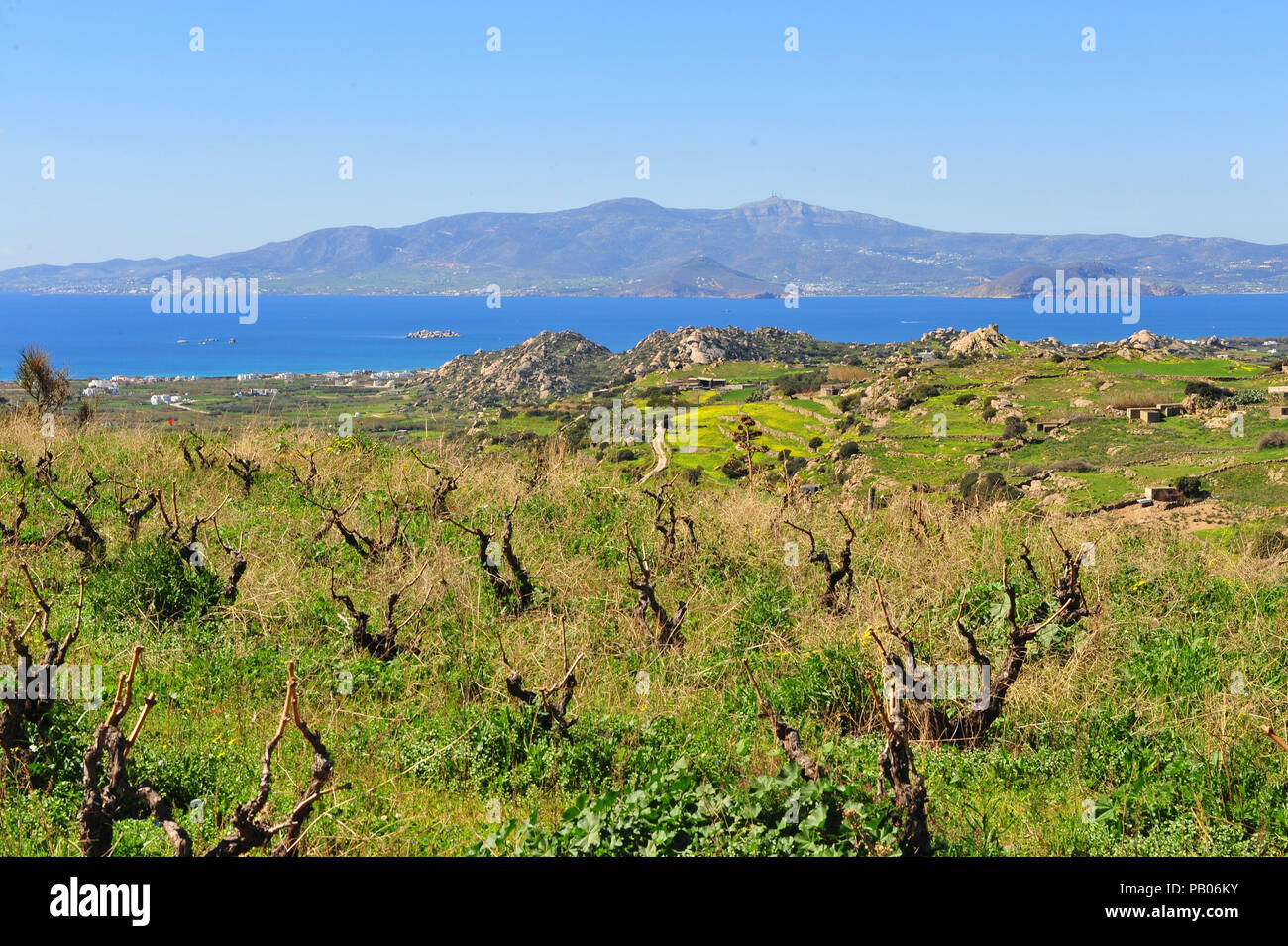 Beautiful mediterranean landscape, Naxos island, Greece. Summer view of ...