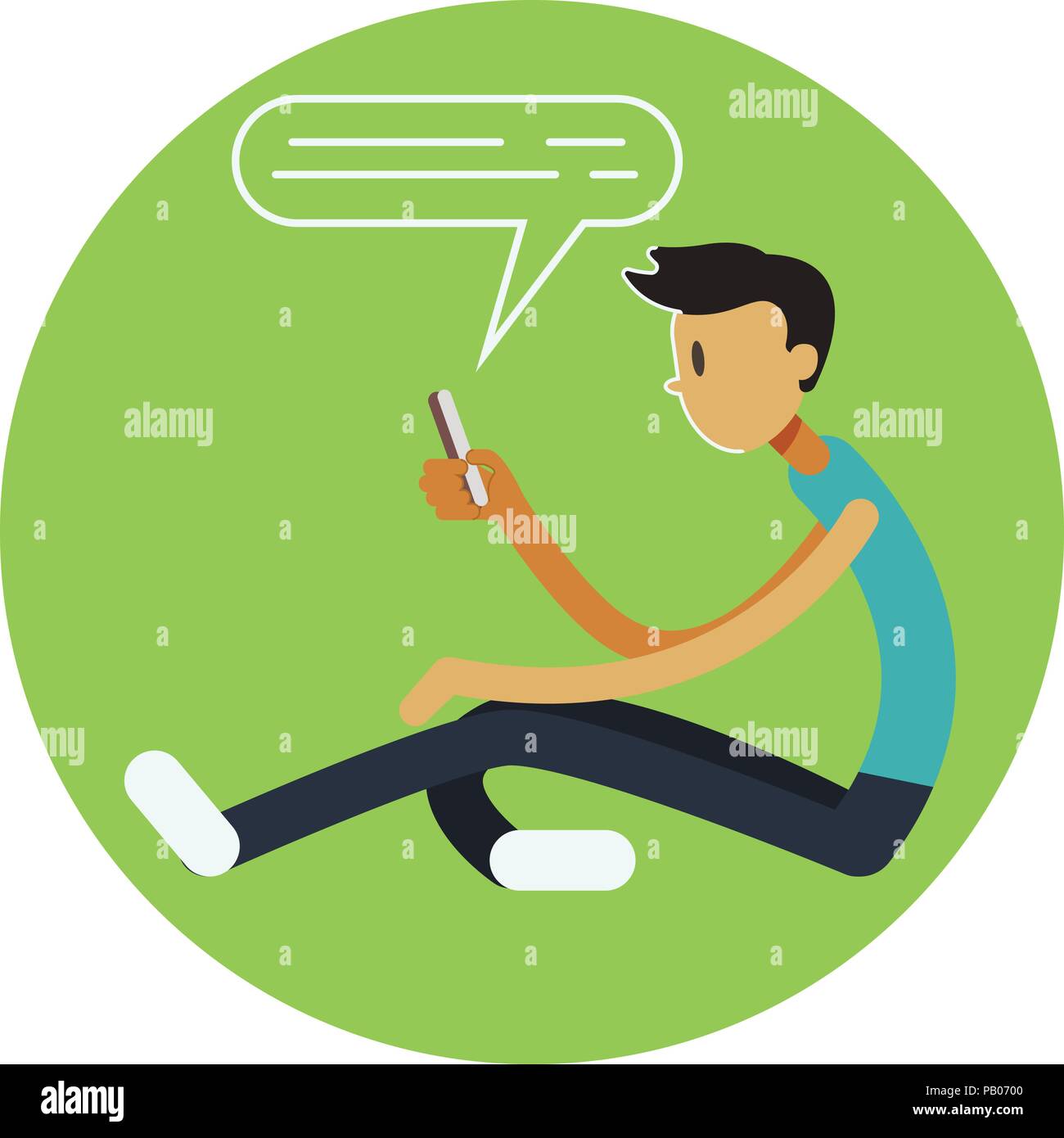 Teen Boy Vector. Young Teen Boy Smiling. Teens Chatting On Messenger ...