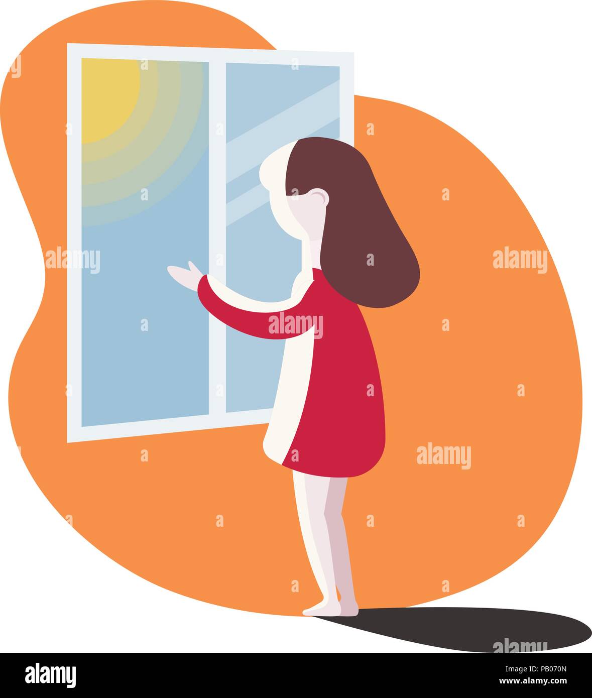 girl looking out the window. vector illustration Stock Vector Image ...
