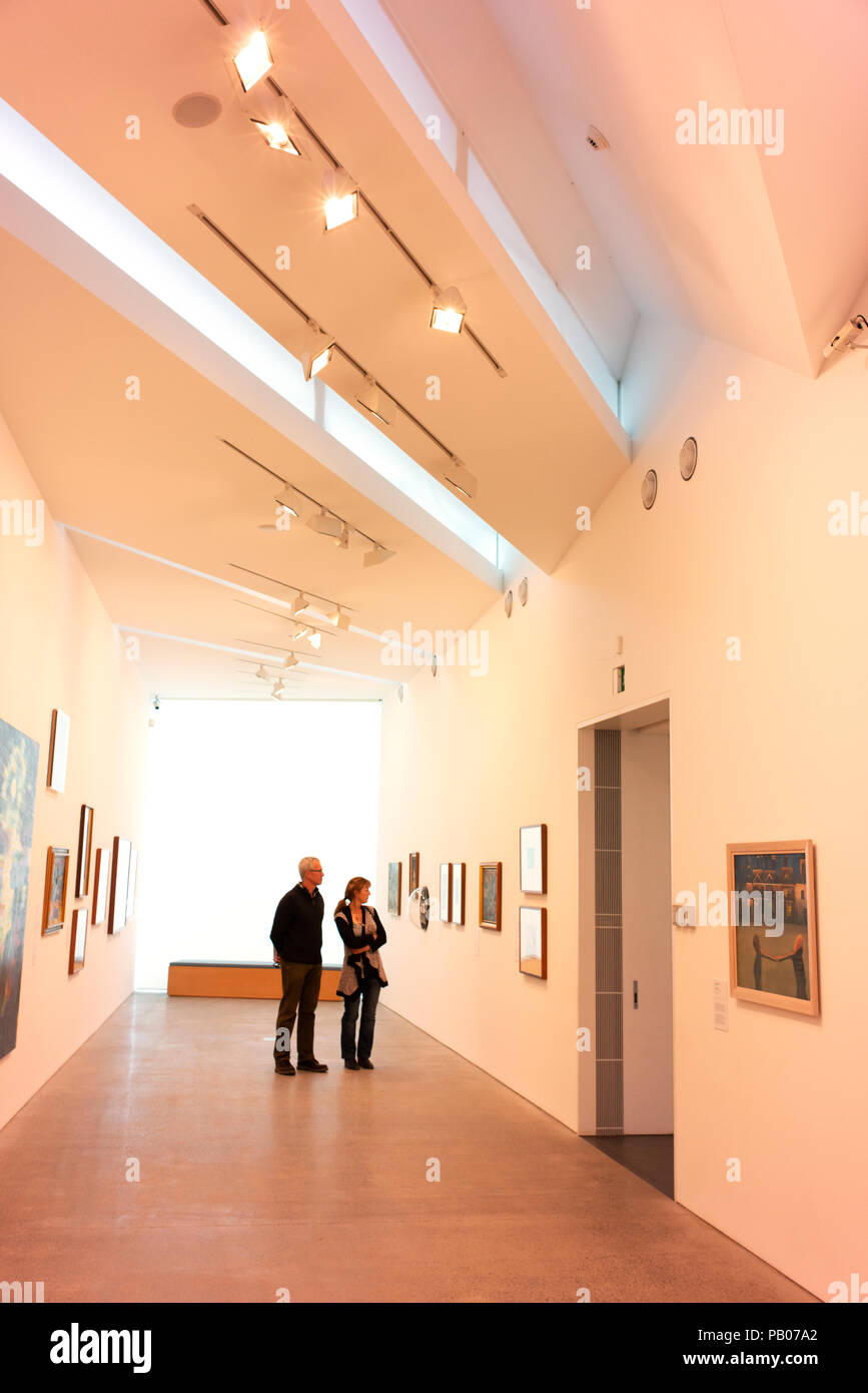 Inside one of the galleries in the new section of the Heide Museum of ...