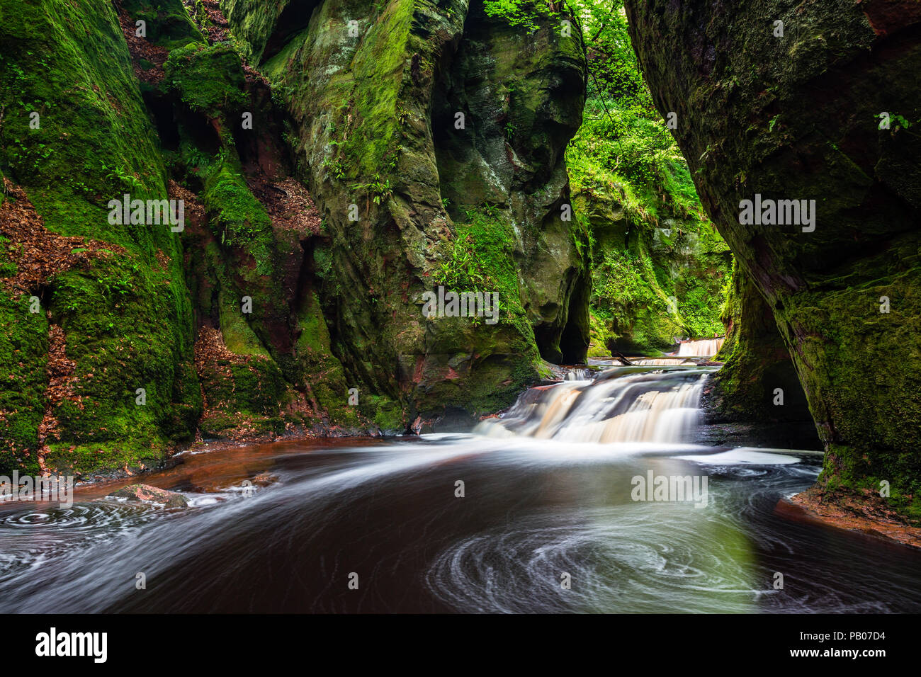 Devils pulpit view - long exposure view, Trossachs, Scotland Stock ...