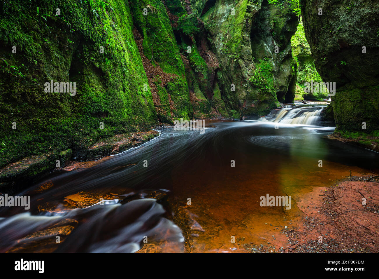 Devils pulpit view - long exposure view, Trossachs, Scotland Stock ...