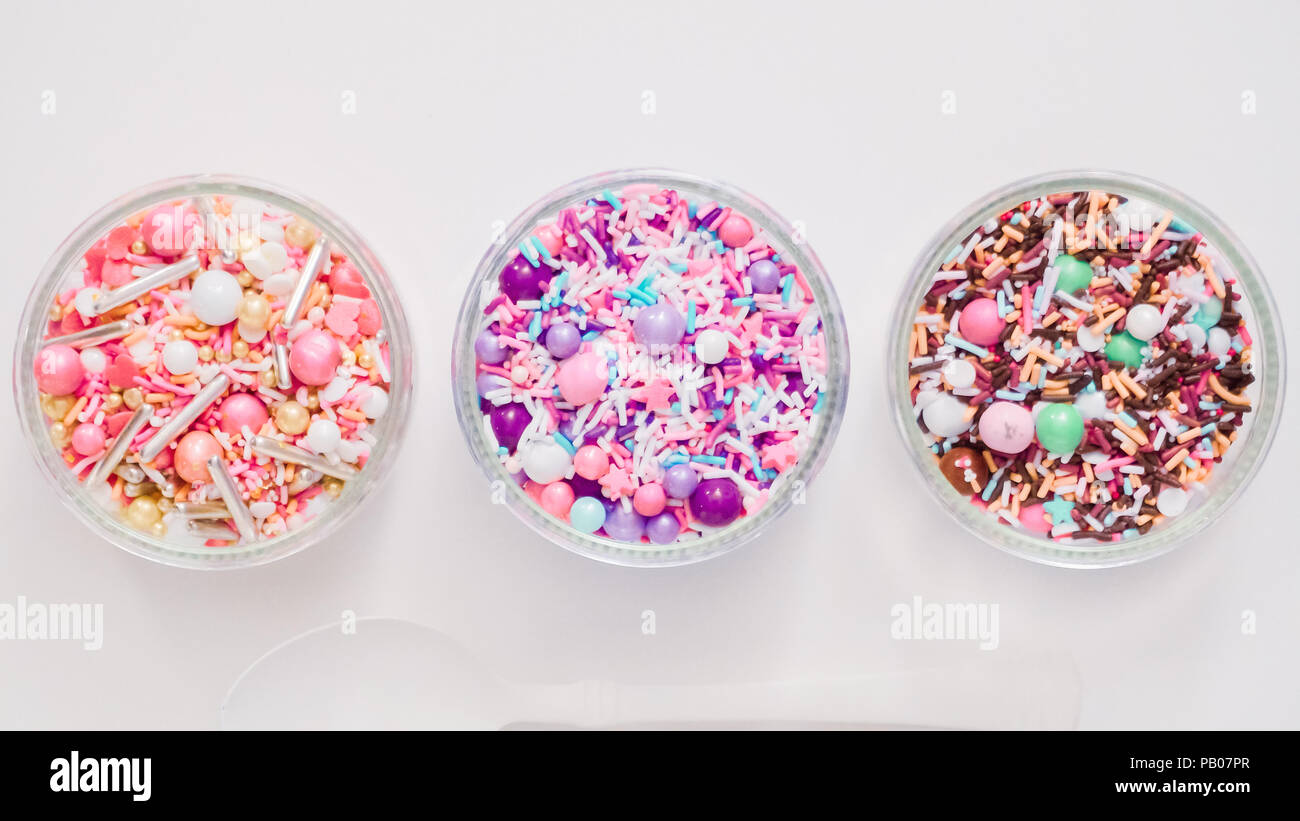 Colorful sprinkle blend on a white background Stock Photo - Alamy