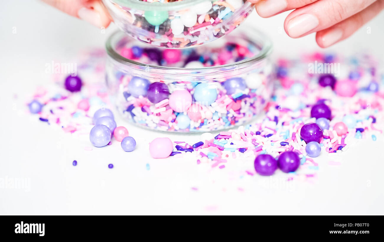 Colorful sprinkle blend on a white background Stock Photo - Alamy