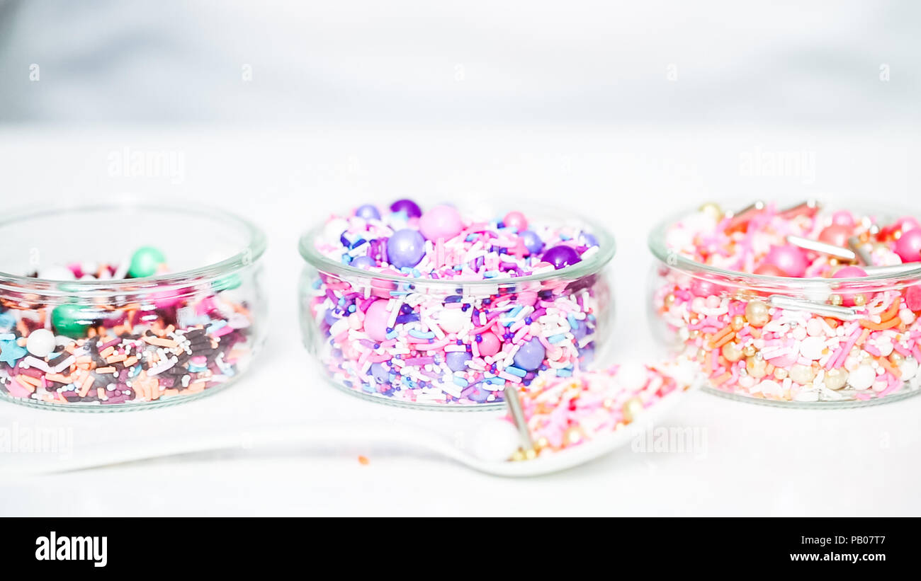 Colorful sprinkle blend on a white background Stock Photo - Alamy
