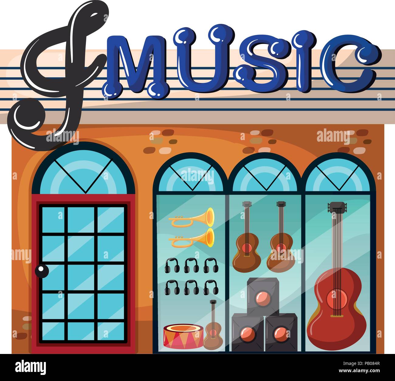 Music shop on white Stock Vector Images - Alamy