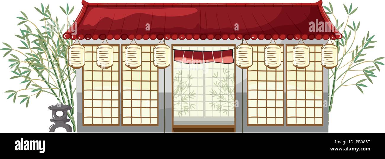 A Japanese restaurant on white background illustration Stock Vector ...