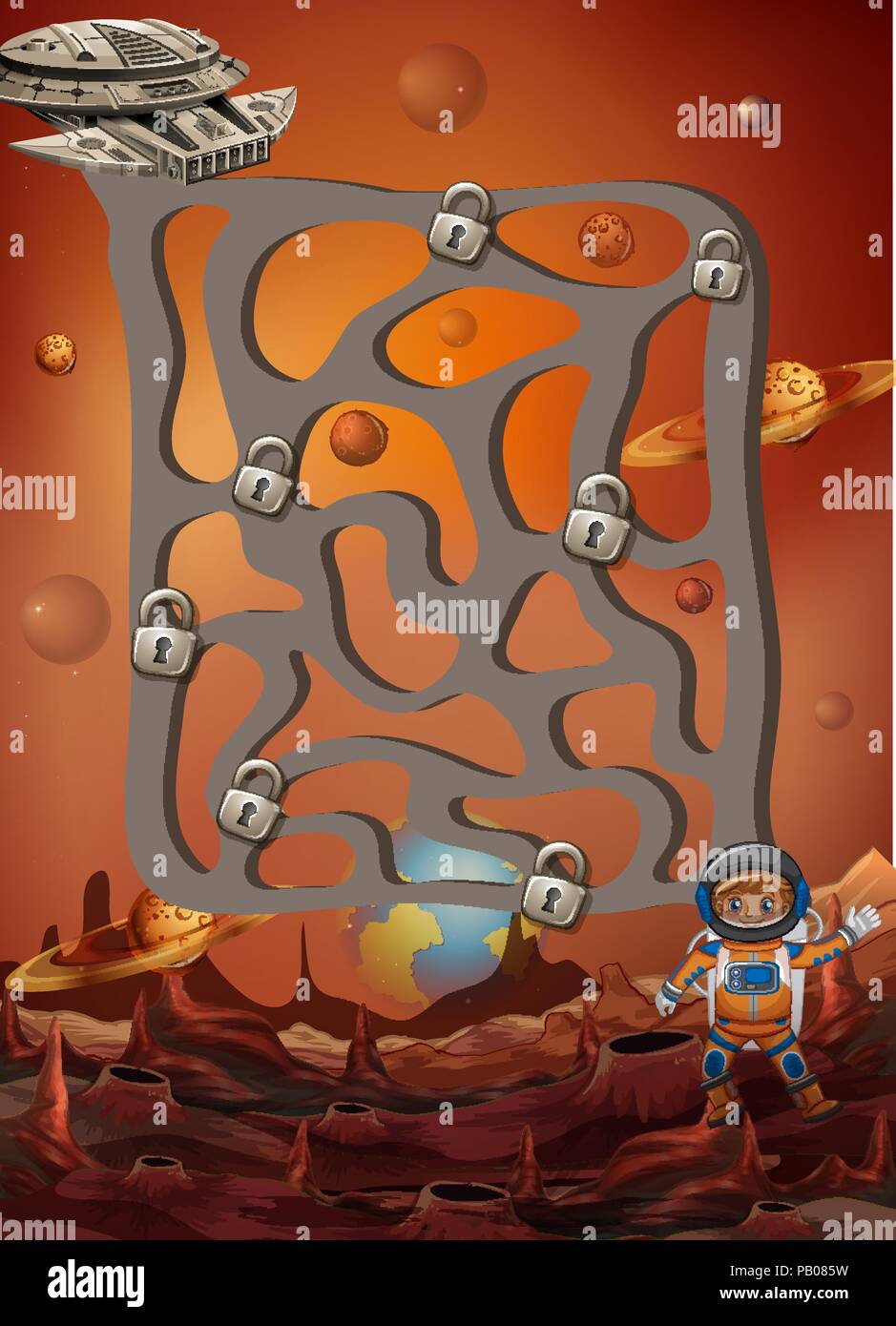A space maze puzzle game illustration Stock Vector Image & Art - Alamy
