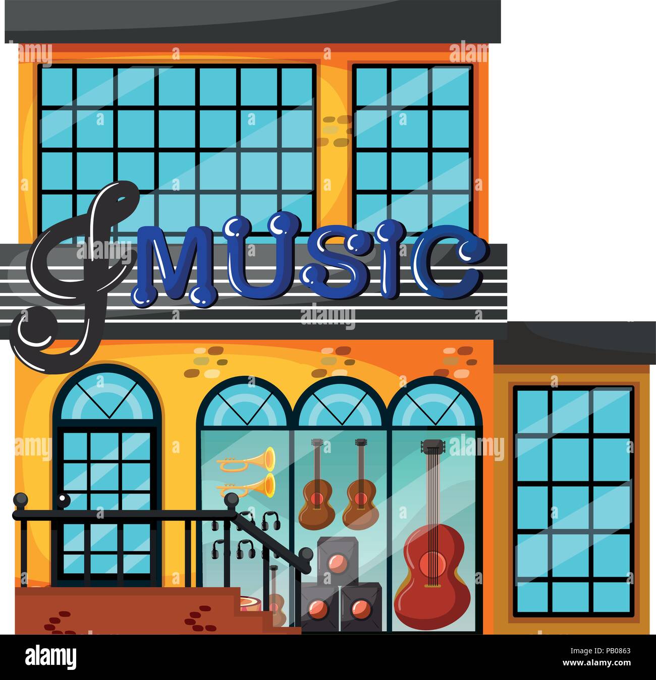 A music shop on white background illustration Stock Vector Image & Art ...