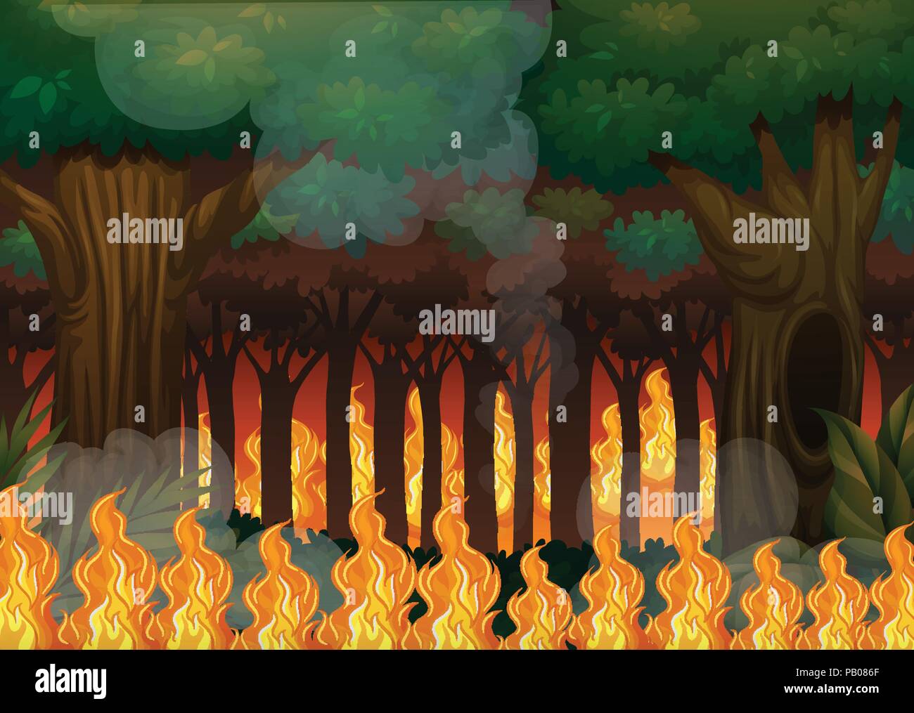 Fire emergency in forest Stock Vector Images - Alamy
