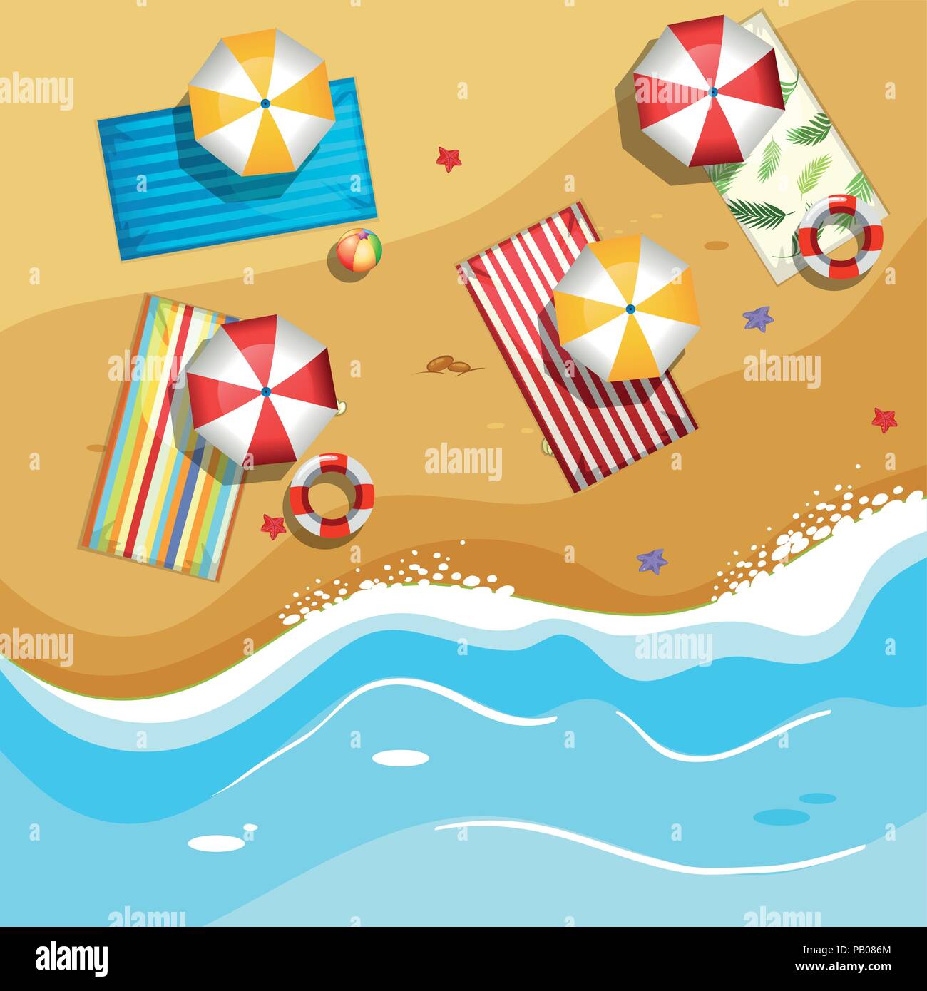 Summer beach aerial view illustration Stock Vector Image & Art - Alamy