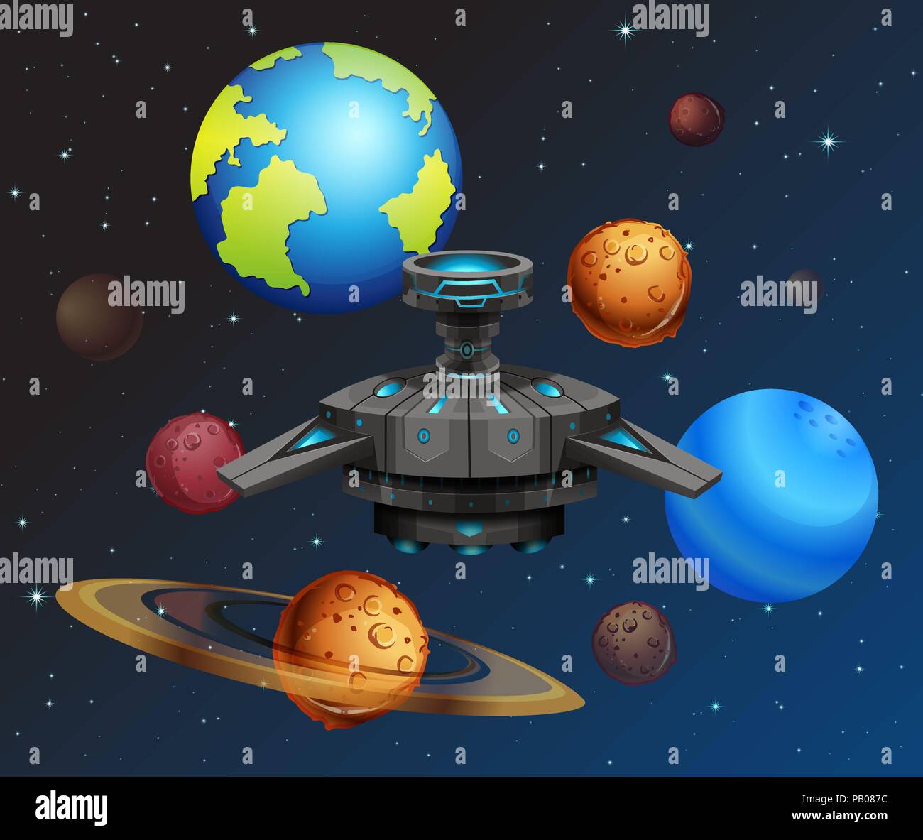 UFO in the space illustration Stock Vector Image & Art - Alamy