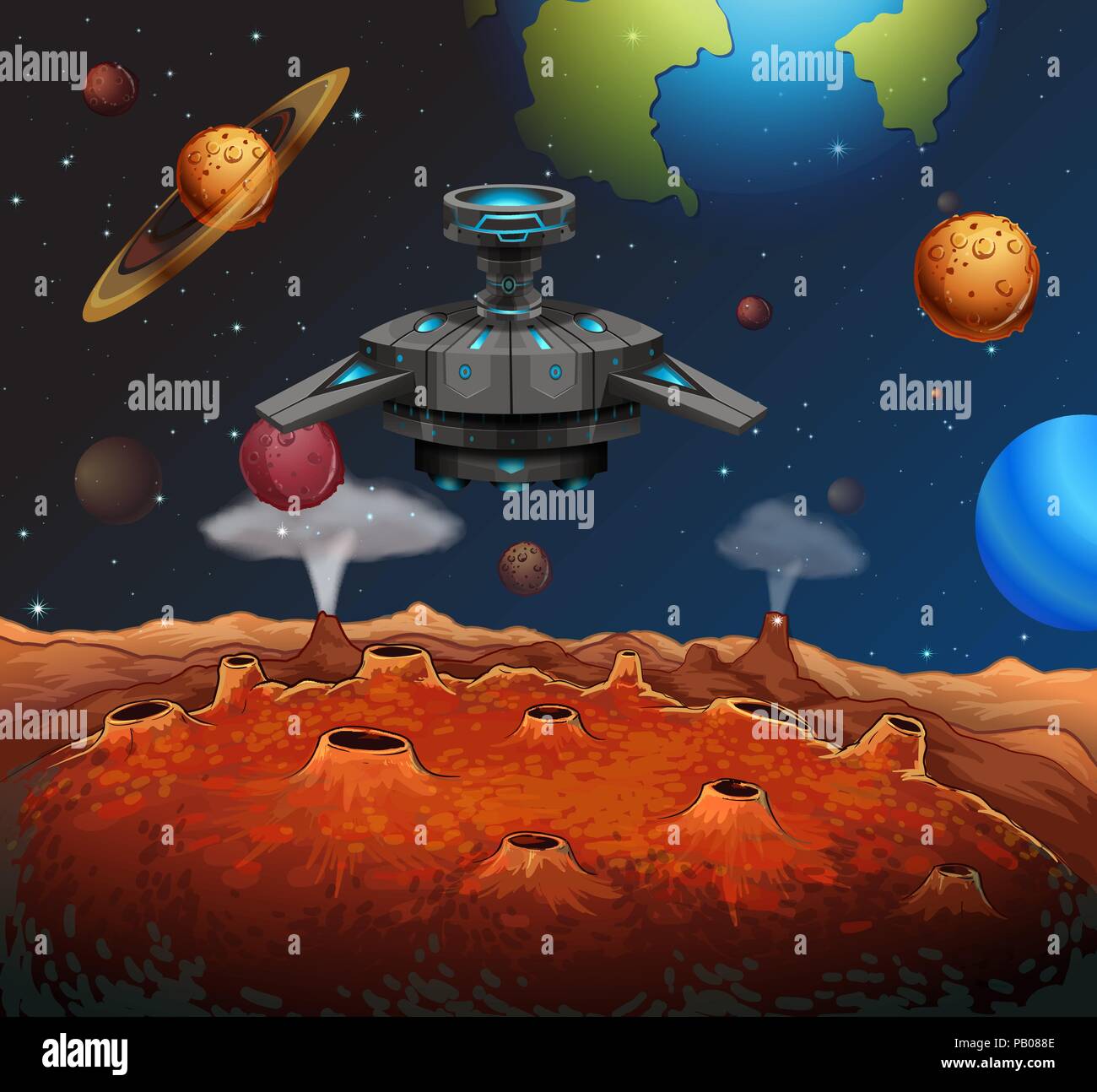 UFO in the space illustration Stock Vector Image & Art - Alamy