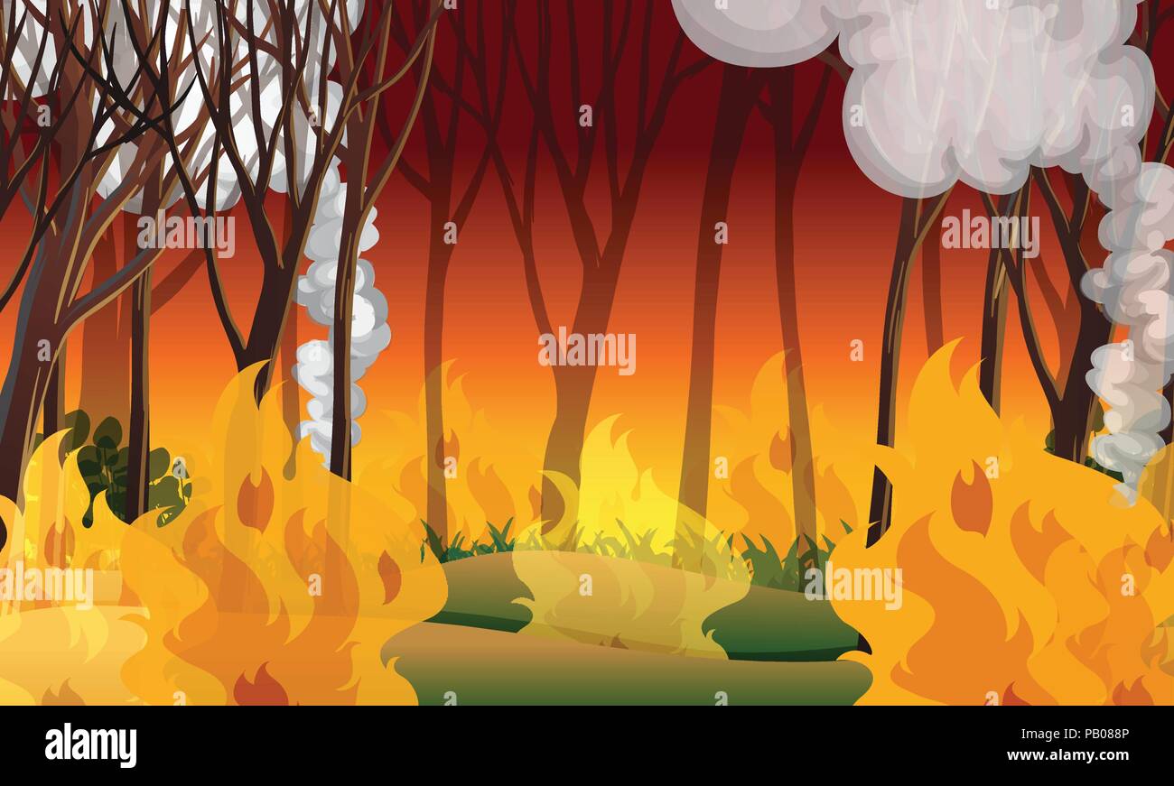 A wildfire disaster landscape illustration Stock Vector Image & Art - Alamy