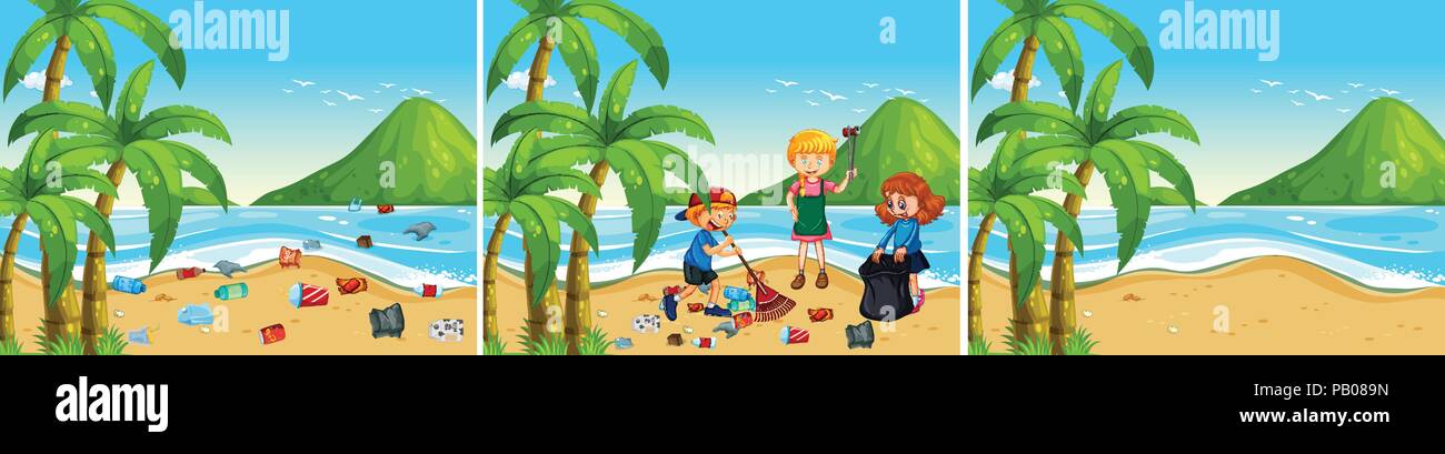 A set of beach being clean illustration Stock Vector Image & Art - Alamy