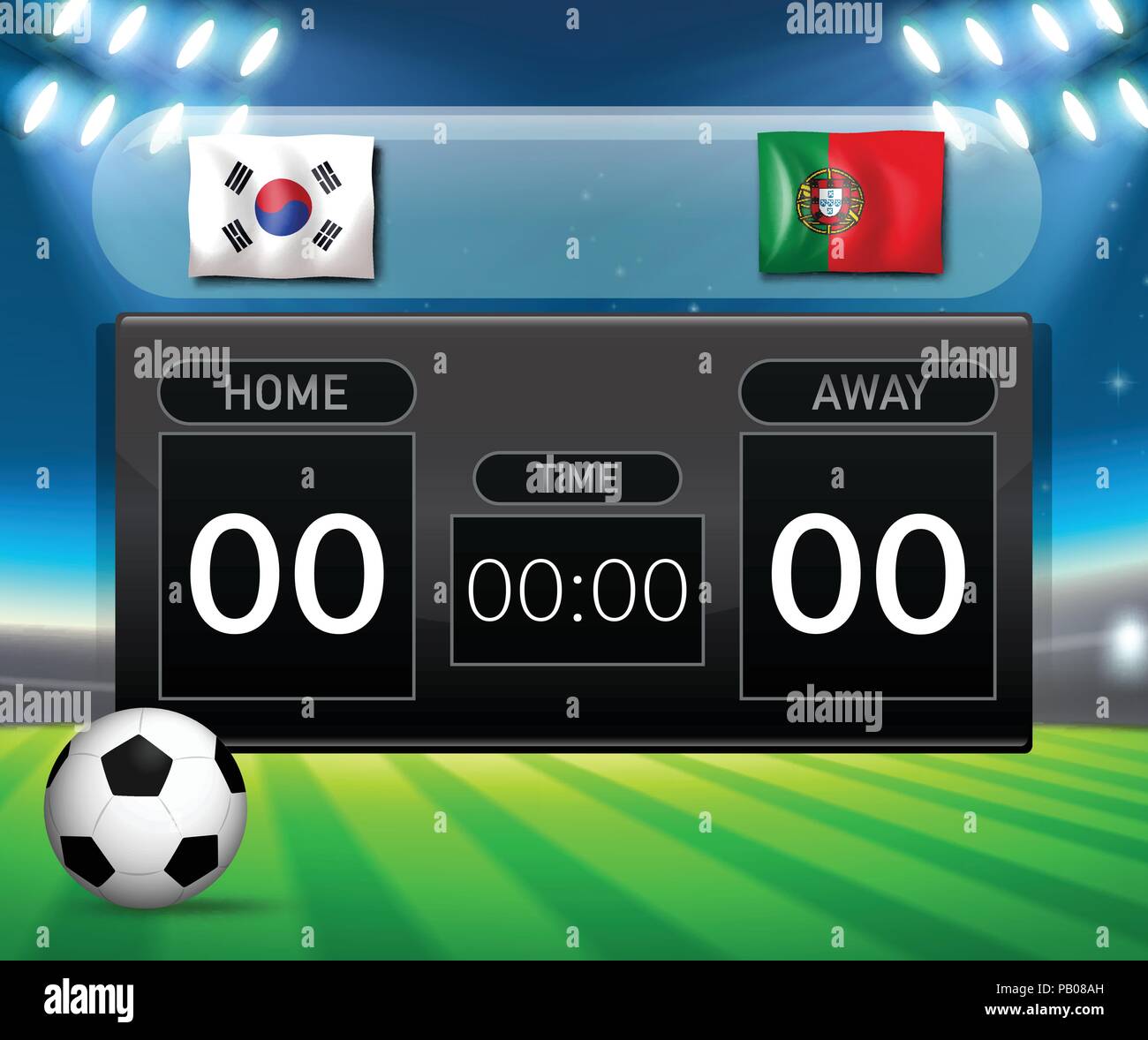 Soccer scoreboard south korea and portugal illustration Stock Vector ...