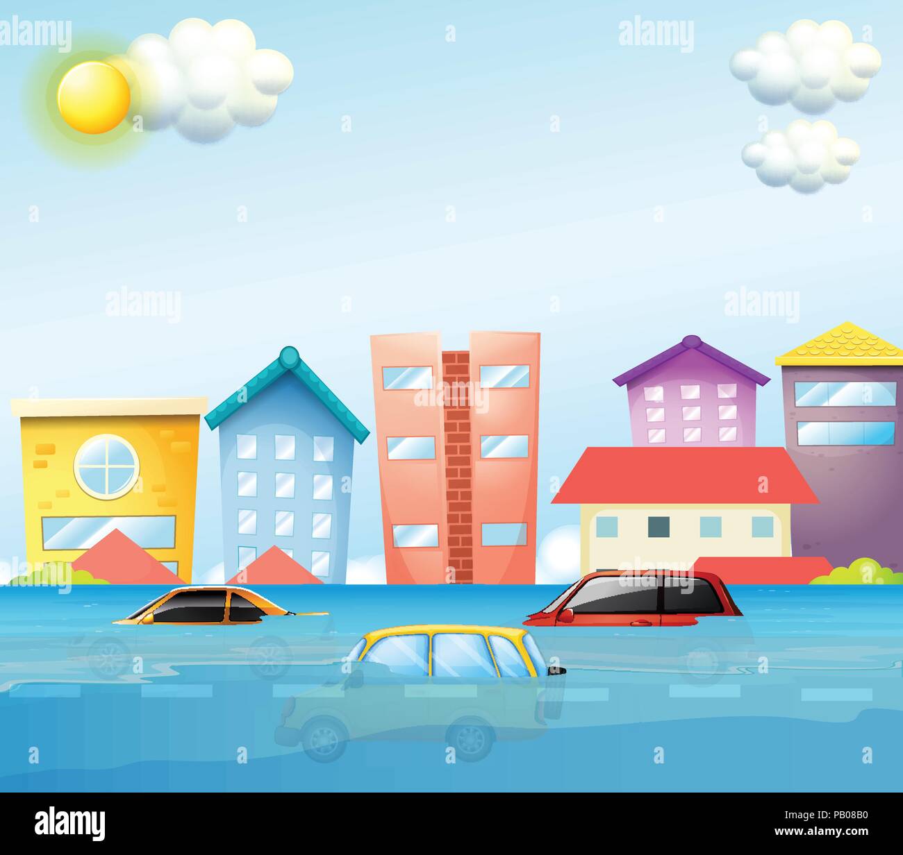 A flood in big city illustration Stock Vector Image & Art - Alamy