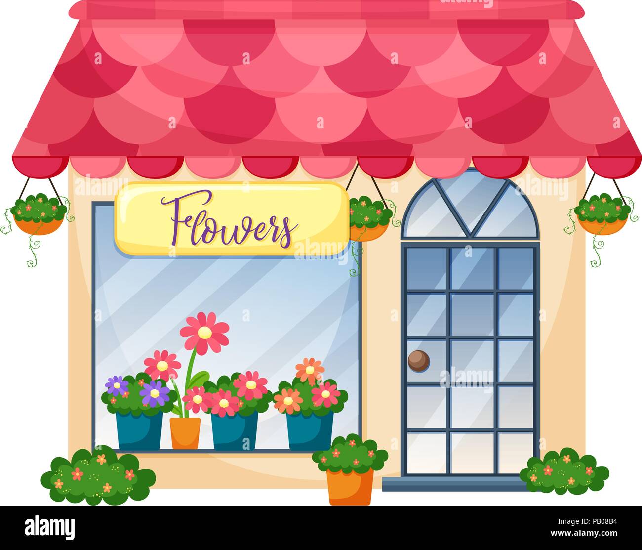 A flower shop on white background illustration Stock Vector Image & Art ...