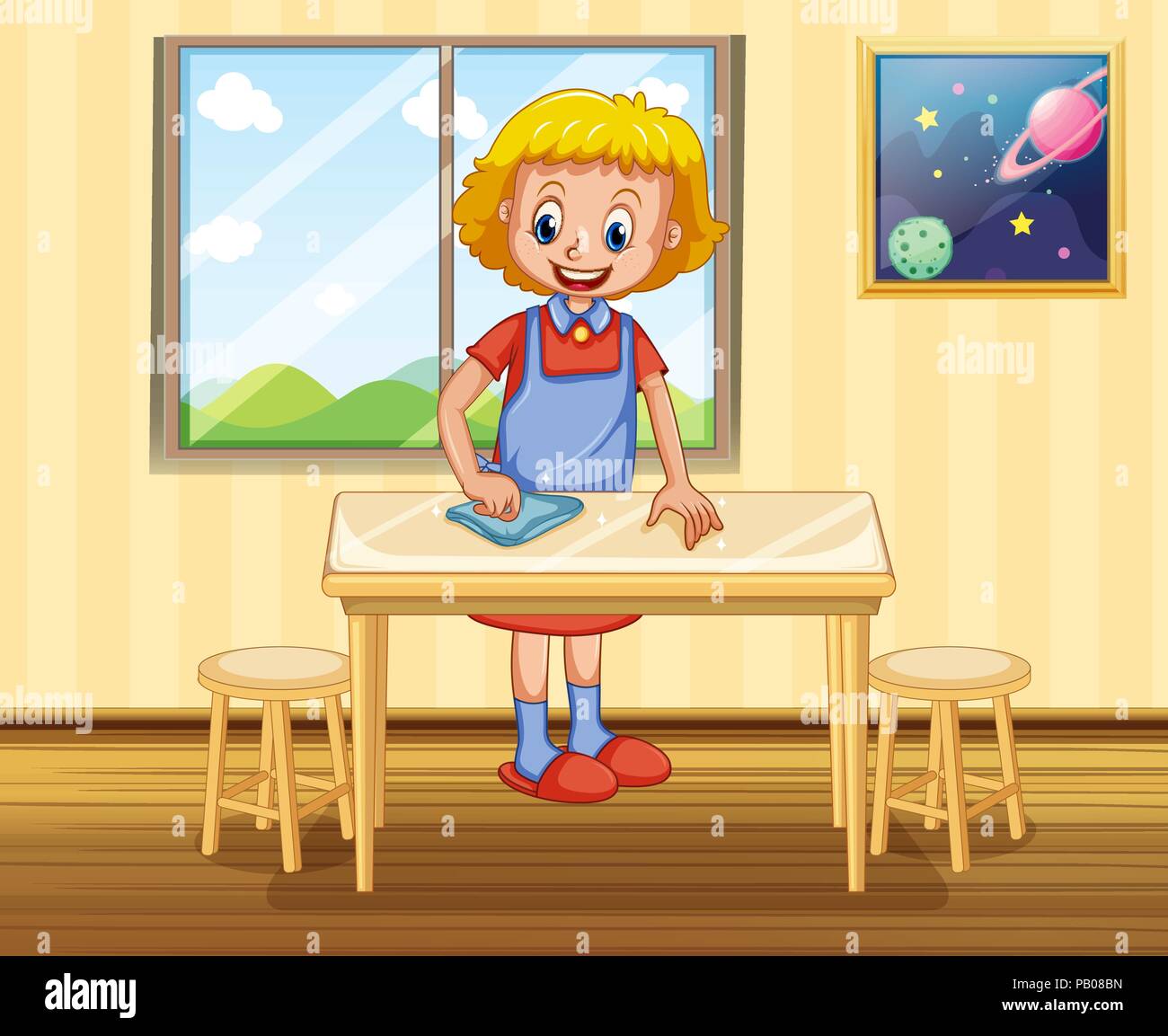 A housewife cleaning home illustration Stock Vector Image & Art - Alamy