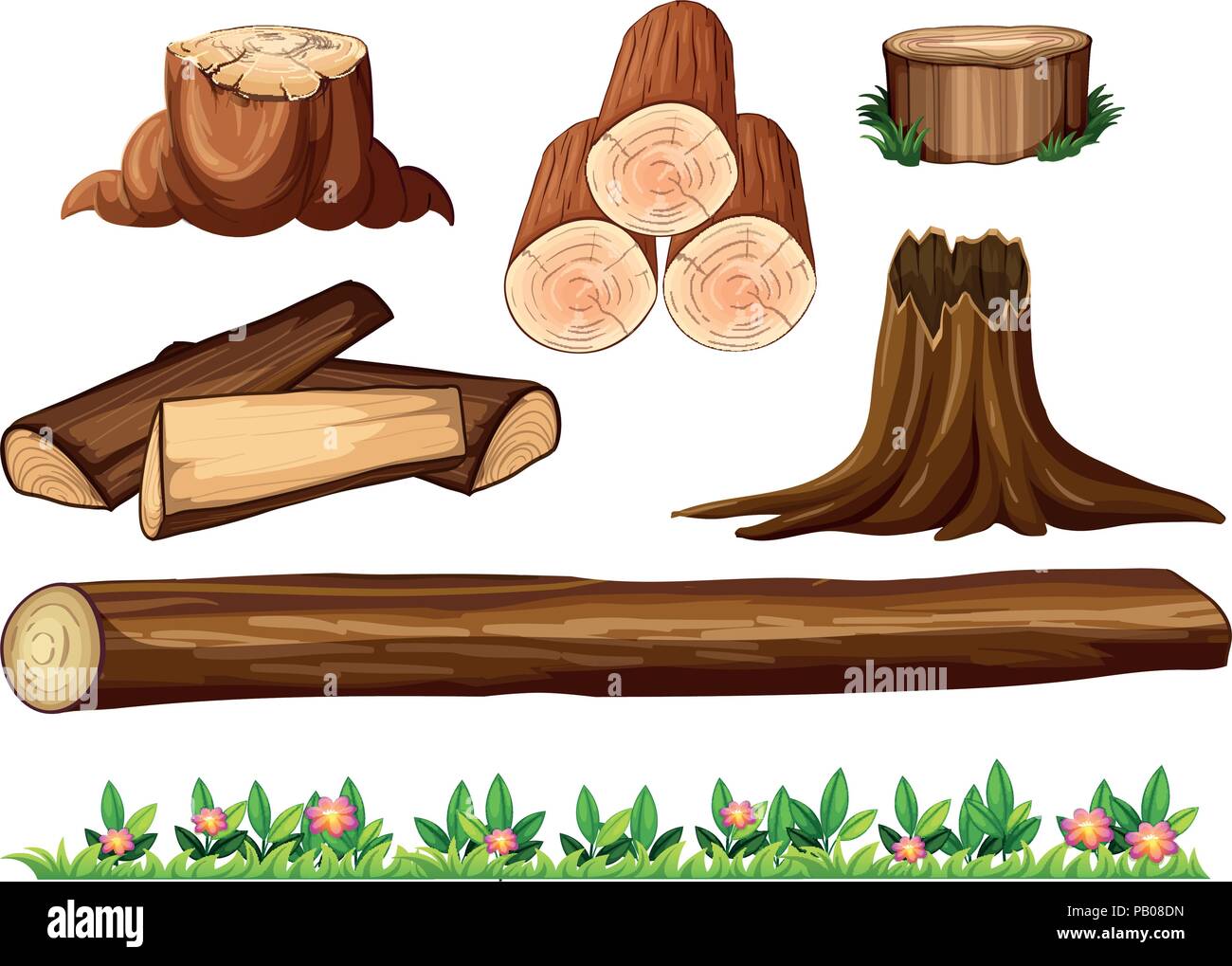 A set of wood on white background illustration Stock Vector Image & Art ...