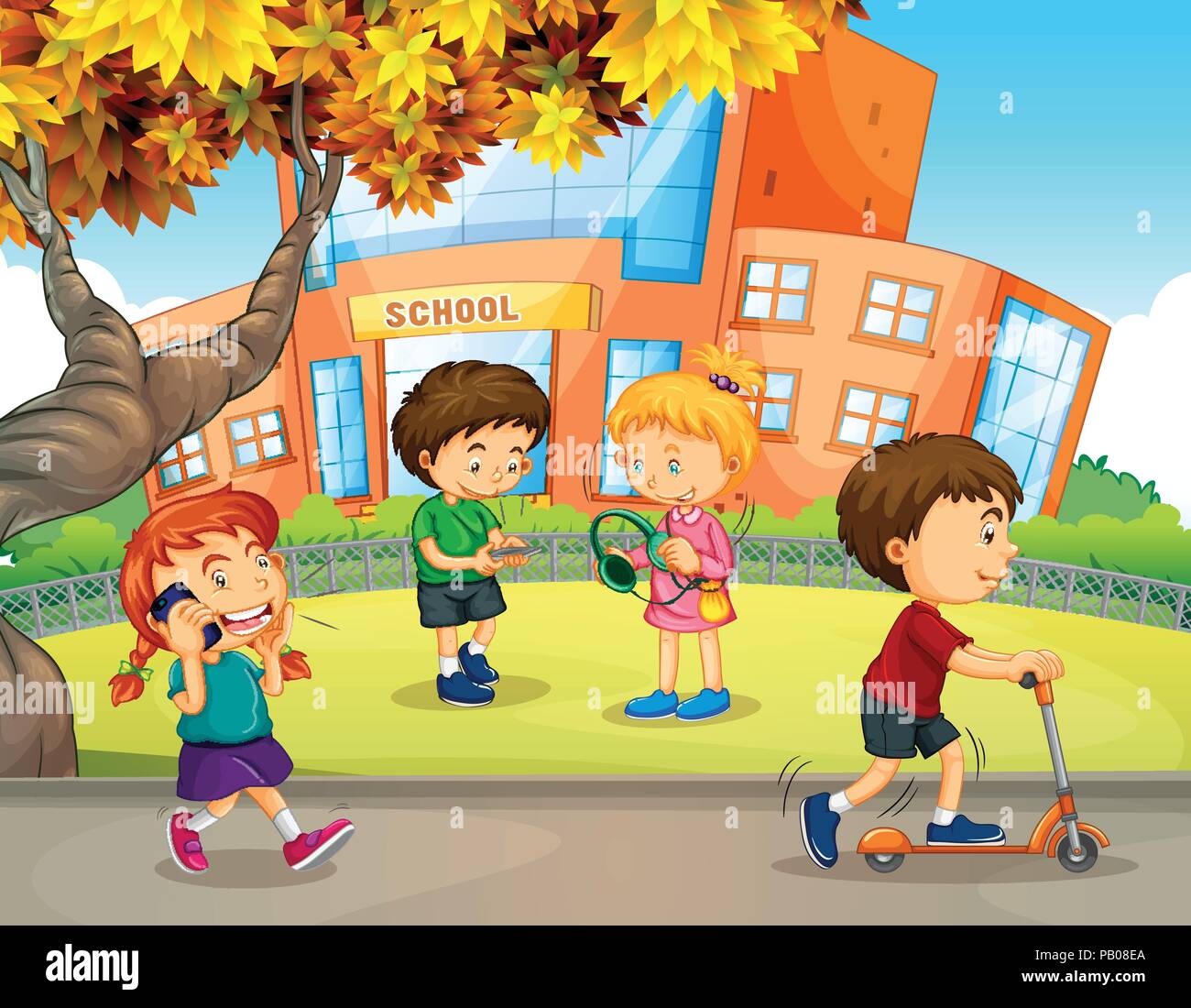 School yard Stock Vector Images - Alamy