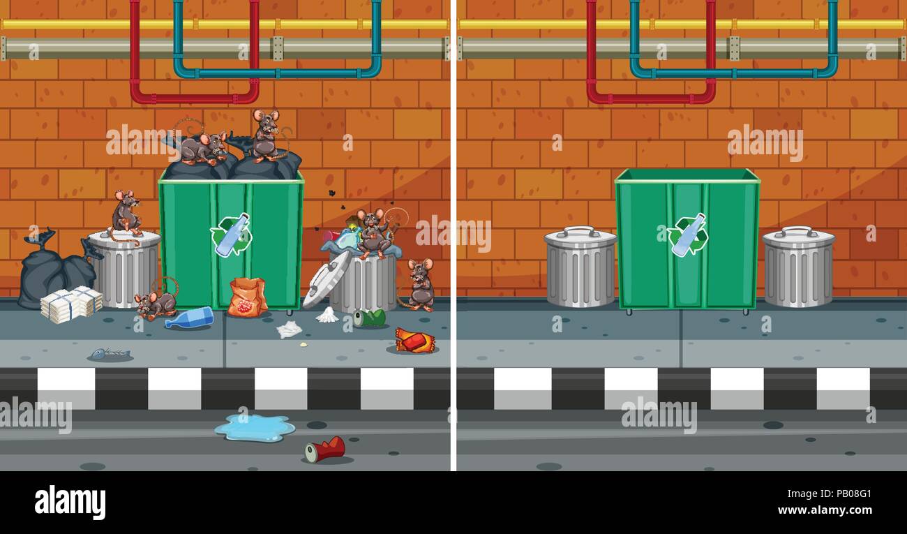 Before and after cleaning street illustration Stock Vector Image & Art ...