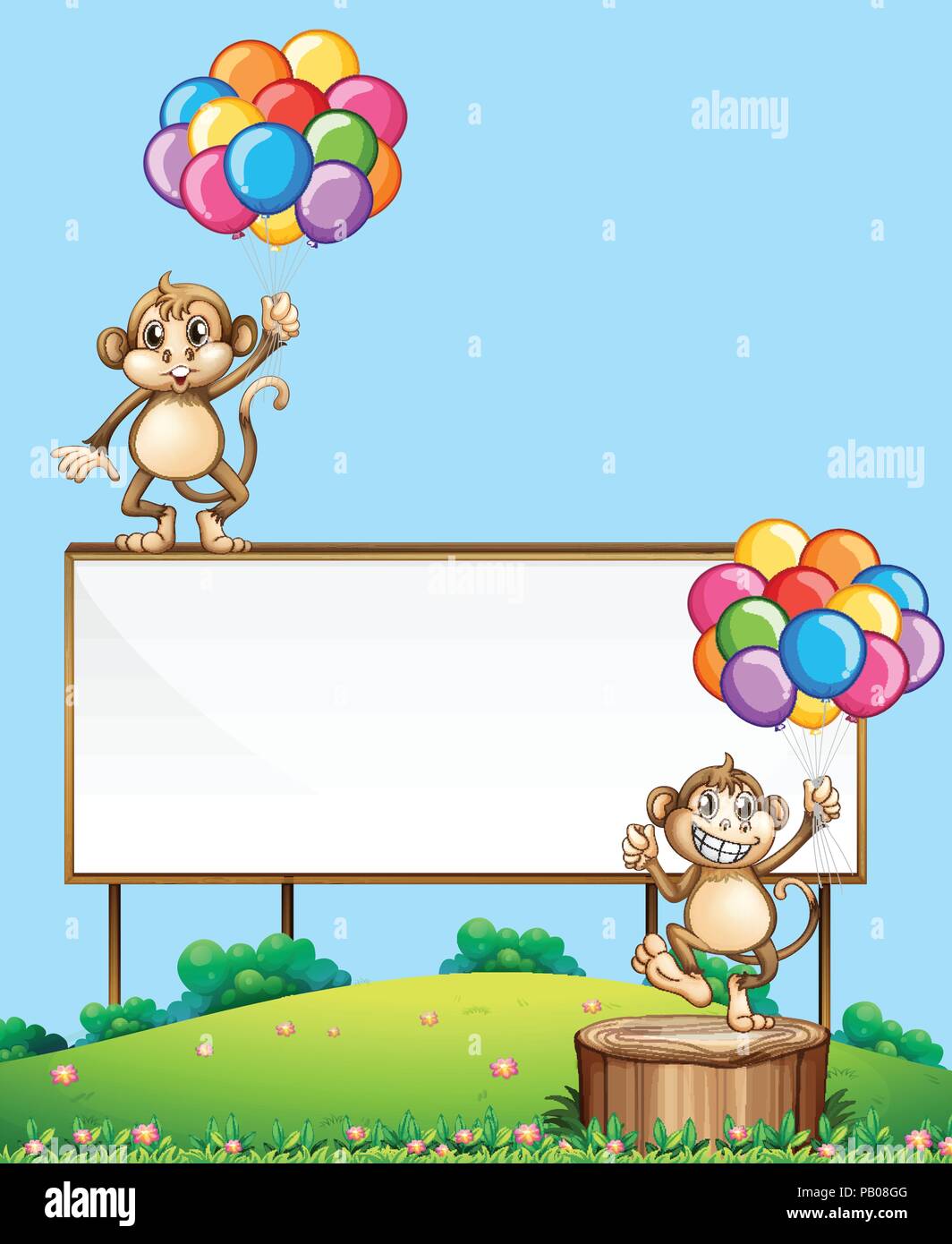 Monkey with blank sign hi-res stock photography and images - Alamy